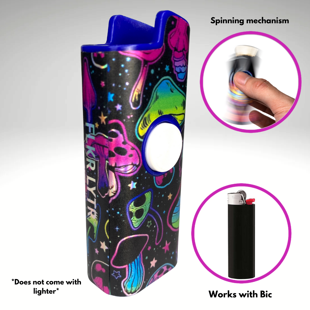 FLKR LYTR® Fidget Spinner Lighter Case "Trippy Mushroom " for Bic® Spi